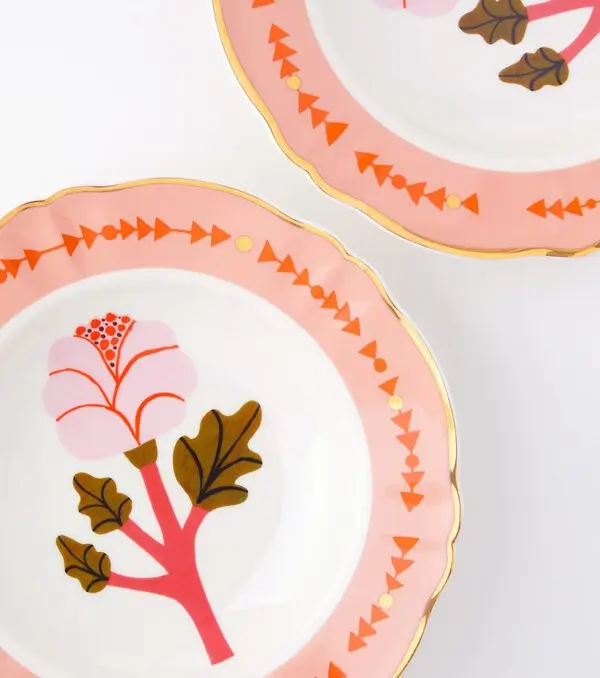 BITOSSI Botanica Rosa Set Of 4 Porcelain Soup Plates - Pink