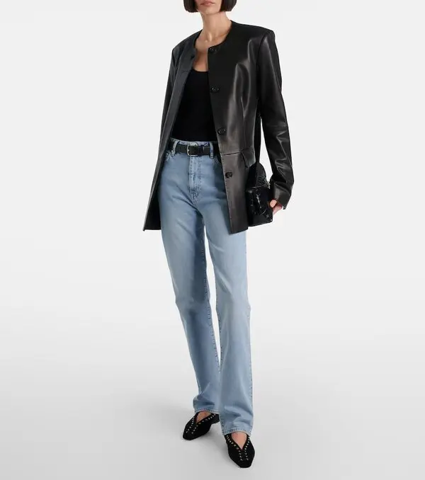 FRAME Ruler High-rise Straight Jeans - Blue
