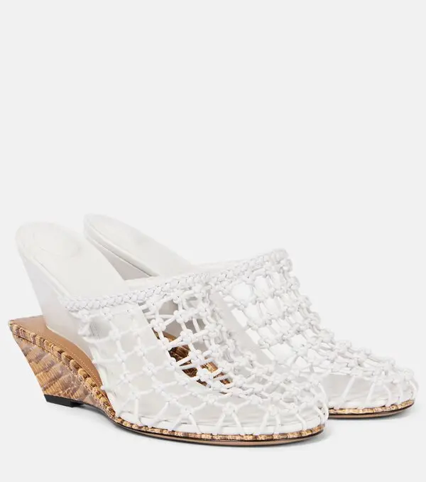 Jacquemus Double 110 Woven Leather Wedge Mules - White