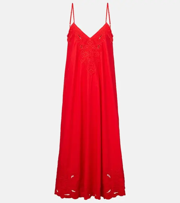 JULIET DUNN Embroidered Cotton Poplin Midi Dress