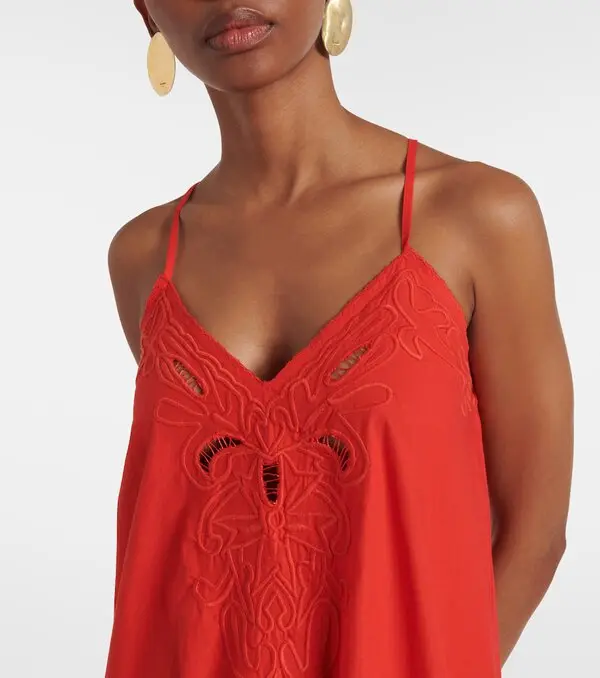 JULIET DUNN Embroidered Cotton Poplin Midi Dress