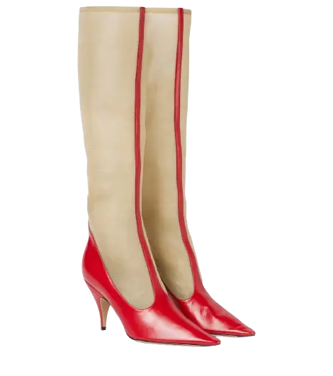 THE ROW Mesh And Leather Knee-high Boots