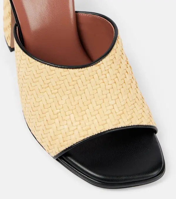 Paris Texas Ava 100 Raffia And Leather Mules