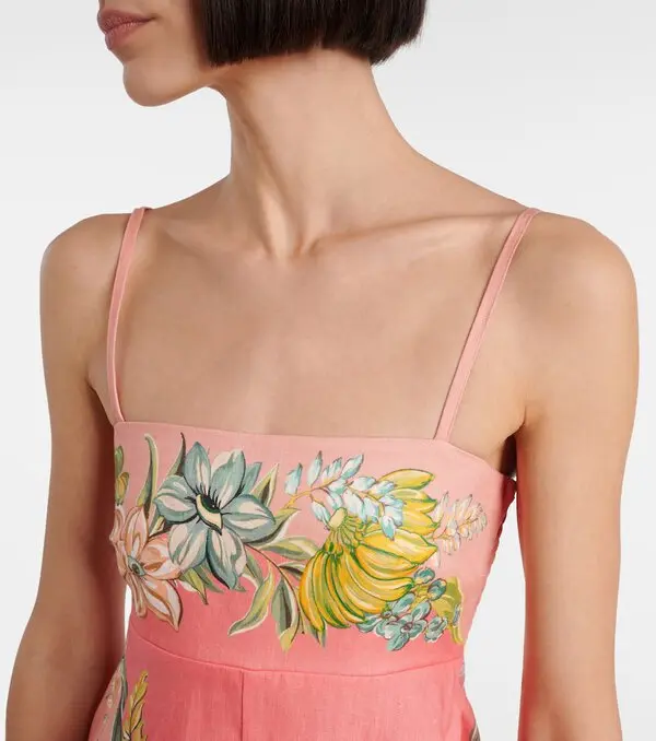 ALEMAIS Anika Floral Linen Maxi Dress