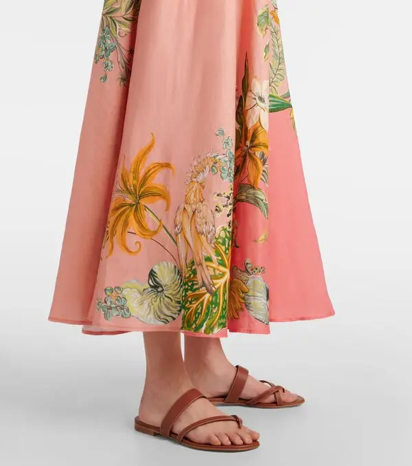 ALEMAIS Anika Floral Linen Maxi Dress