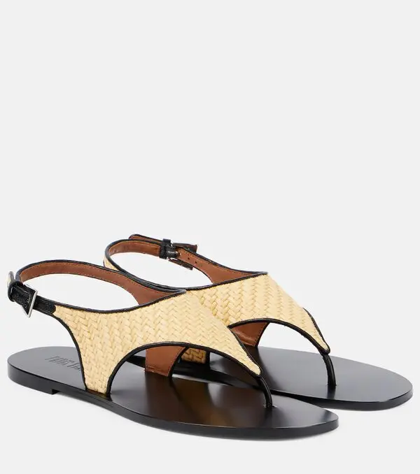 Paris Texas Amalfi Raffia Thong Sandals - Beige