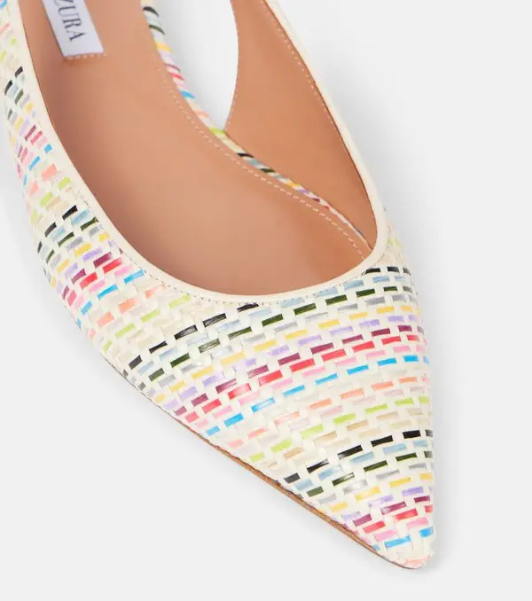 AQUAZZURA Purist Sling Woven Slingback Flats