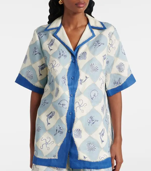 ALEMAIS Alémais Pia Printed Linen Shirt