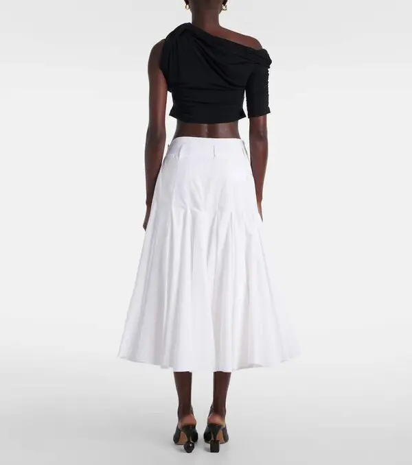 Jacquemus Agave Cotton Poplin Midi Skirt - White