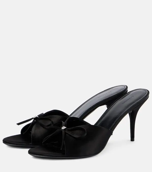 Balenciaga Knife Bow 80 Satin Sandals - Black