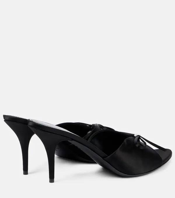 Balenciaga Knife Bow 80 Satin Sandals - Black