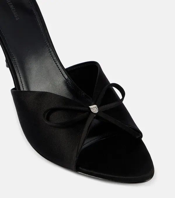 Balenciaga Knife Bow 80 Satin Sandals - Black