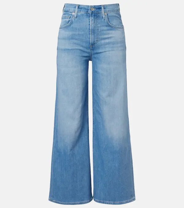 Citizens Of Humanity Lyra Cropped Wide-leg Jeans In Andante - Blue