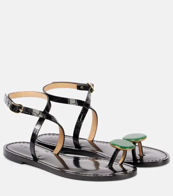 AMANU Kigali Embellished Leather Sandals - Black