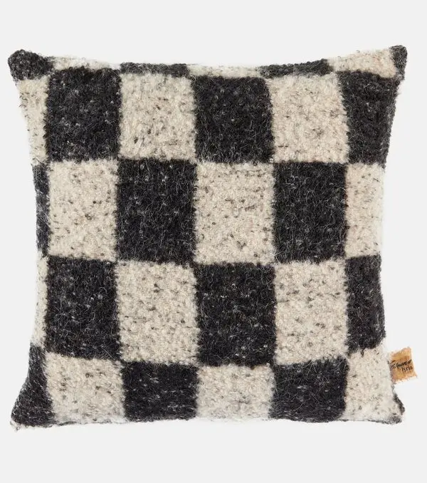 THE HOUSE OF LYRIA Ronce Checked Wool-blend Cushion - Grey