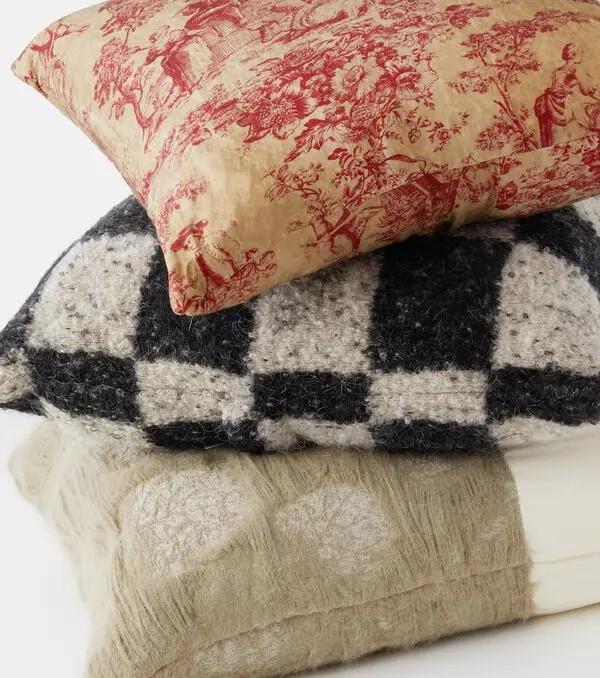 THE HOUSE OF LYRIA Ronce Checked Wool-blend Cushion