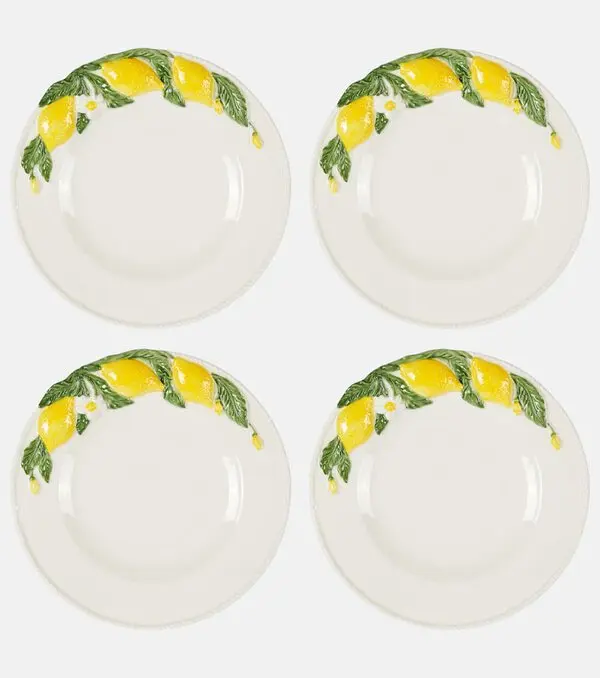 LES-OTTOMANS Lemon Set Of 4 Dinner Plates - White