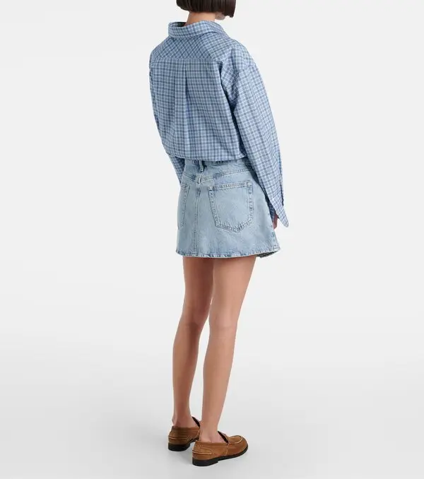 FRAME Pleated Denim Miniskirt