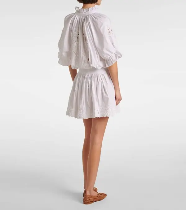 JULIET DUNN Embroidered Cotton Poplin Mini Dress