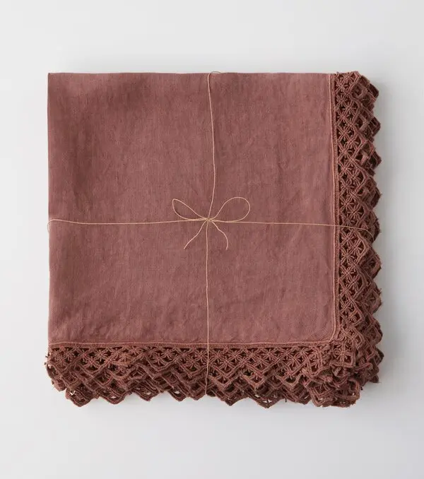 ONCE MILANO Set Of 4 Macramé Linen Napkins - Pink