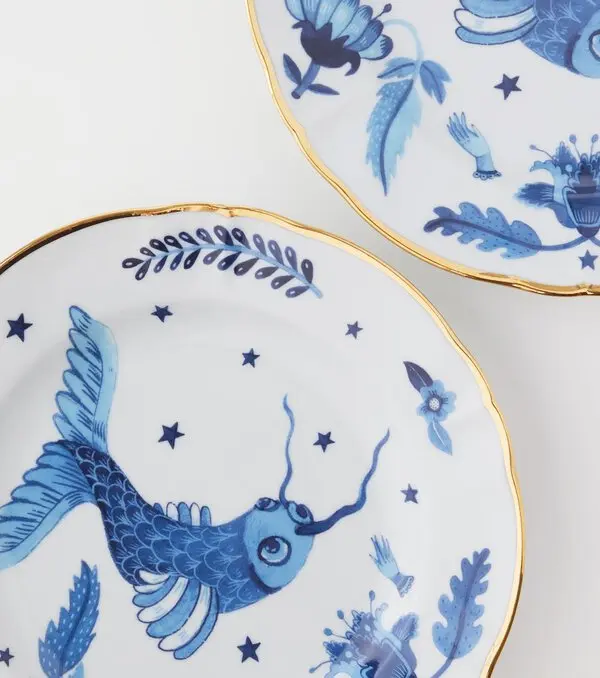 BITOSSI Marino Fish Set Of 4 Dessert Plates - Blue