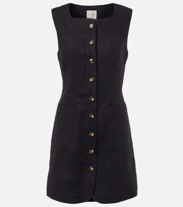 Posse Emma Mini Linen Dress - Black