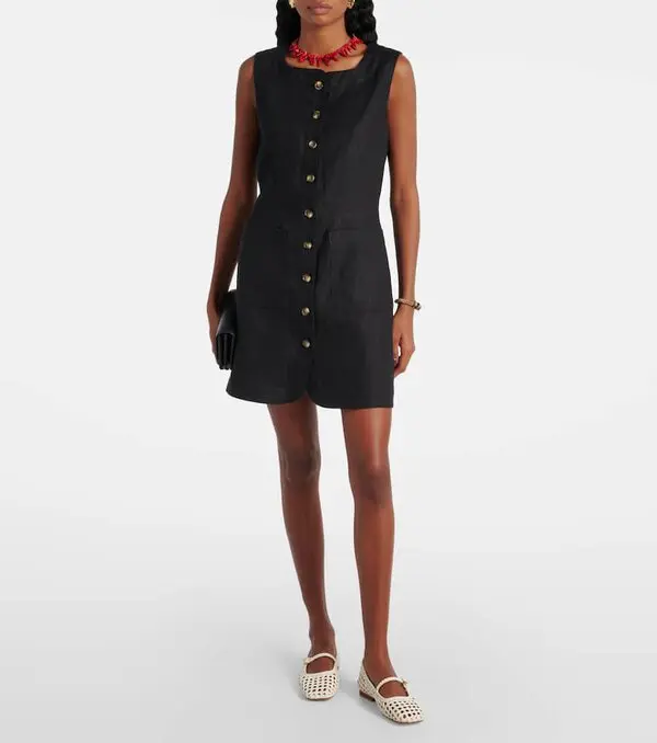 Posse Emma Mini Linen Dress - Black