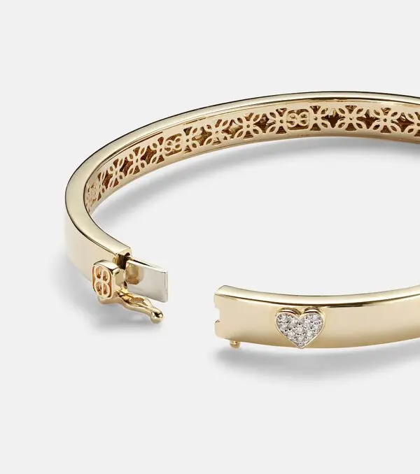 SYDNEY EVAN Heart 14kt Bangle With Diamonds