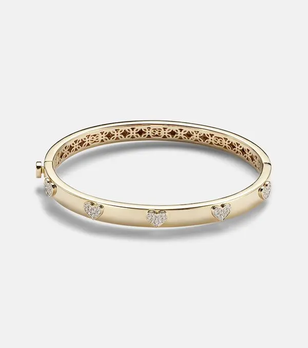 SYDNEY EVAN Heart 14kt Bangle With Diamonds - Gold