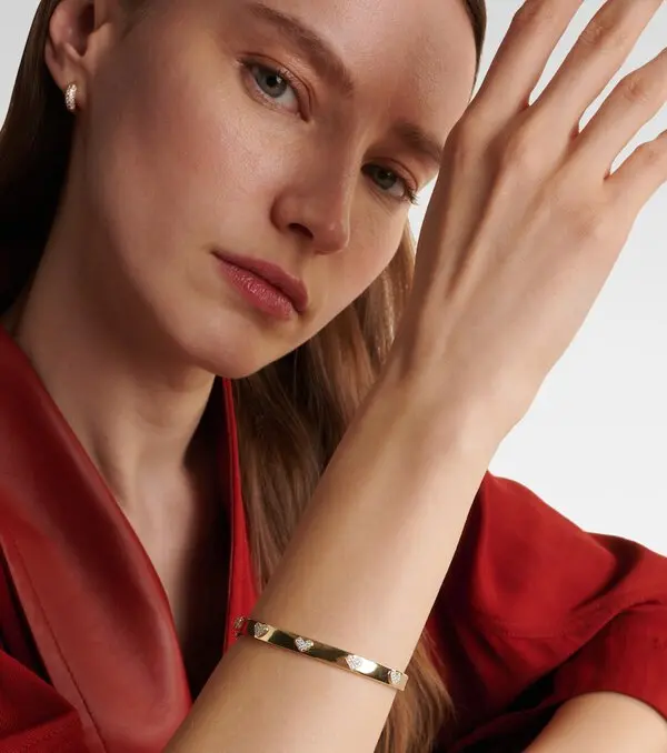SYDNEY EVAN Heart 14kt Bangle With Diamonds