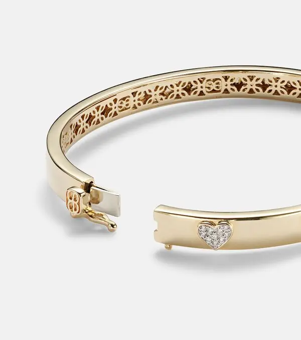 SYDNEY EVAN Heart 14kt Bangle With Diamonds