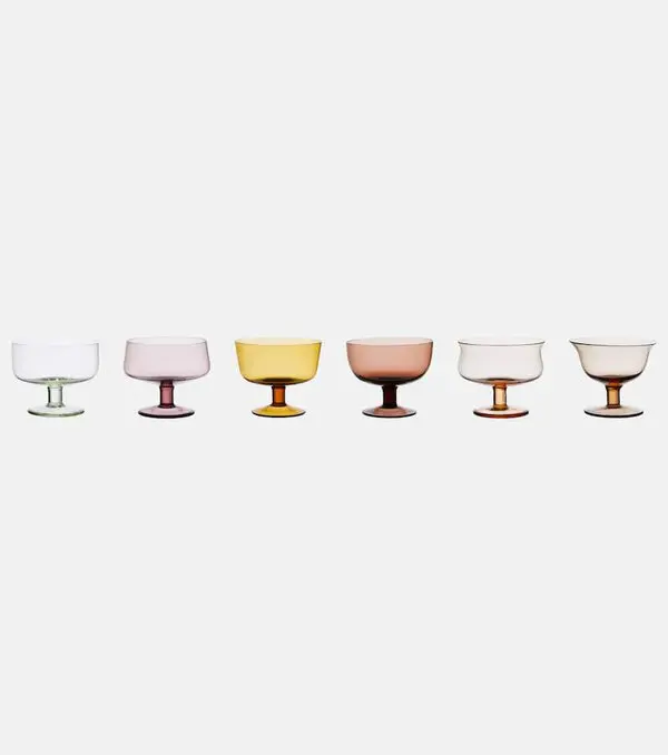 BITOSSI Diseguale Set Of 6 Glass Ice Cream Bowls - Multicoloured