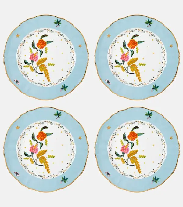 BITOSSI Fabula Profumo Set Of 4 Porcelain Dinner Plates - Multicoloured