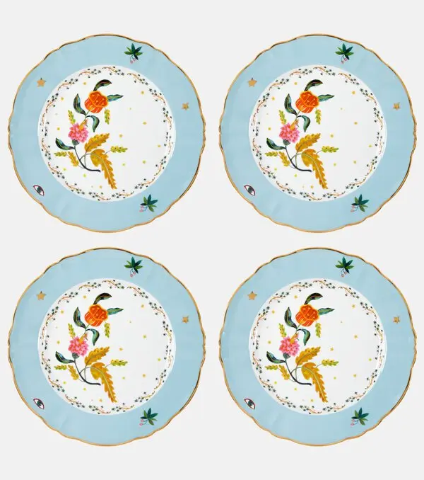 BITOSSI Fabula Profumo Set Of 4 Porcelain Dinner Plates - Multicoloured