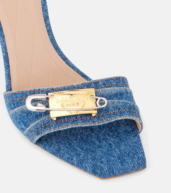 Balmain Logo Denim Sandals