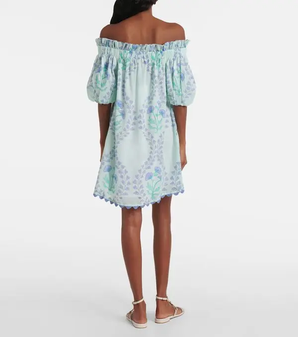 JULIET DUNN Printed Off-shoulder Mini Dress