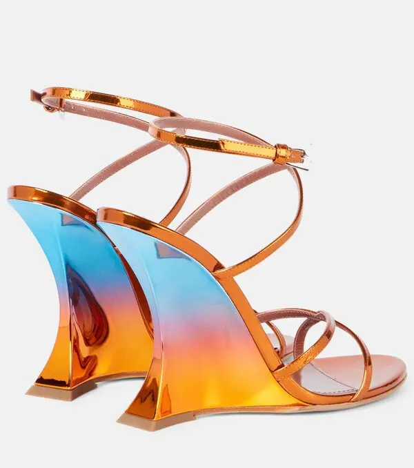 Paris Texas Nina 105 Mirrored Leather Wedge Sandals