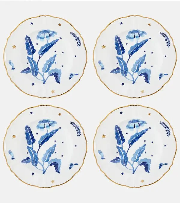 BITOSSI Marino Set Of 4 Porcelain Soup Plates - Multicoloured