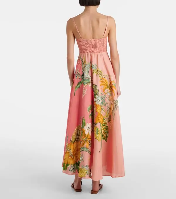 ALEMAIS Anika Floral Linen Maxi Dress - Pink