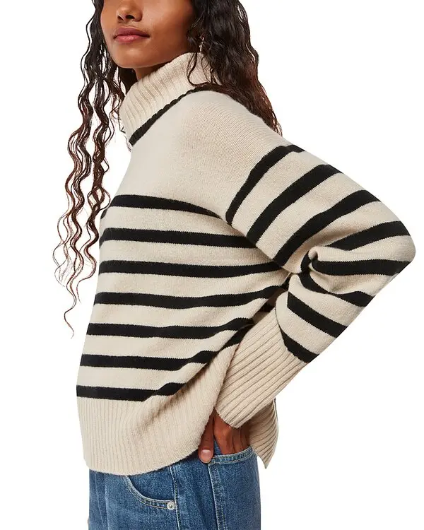 Whistles Wool Striped Turtleneck Sweater - Ivory/multi