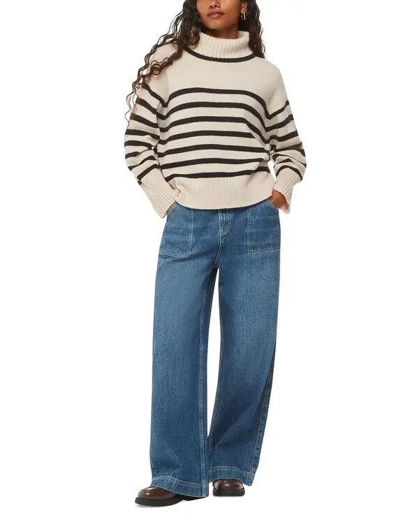 Whistles Wool Striped Turtleneck Sweater - Ivory/multi