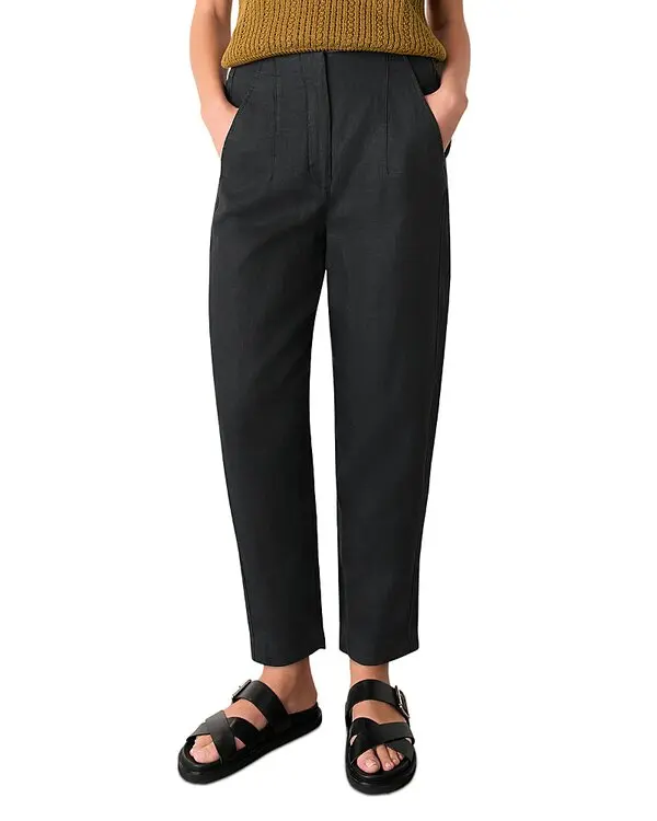 Whistles Linen Barrel Leg Trousers - Black