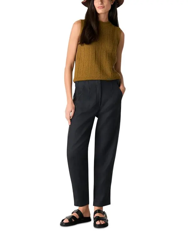 Whistles Linen Barrel Leg Trousers - Black