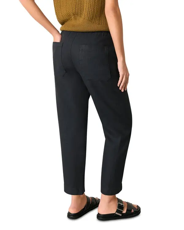 Whistles Linen Barrel Leg Trousers - Black