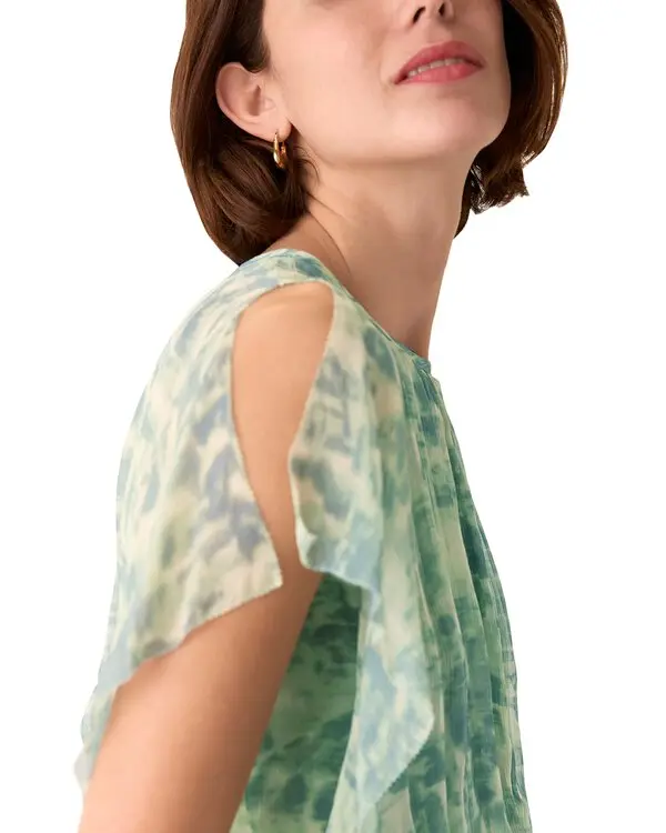 Whistles Dashed Brush Marks Midi Dress - Green Multi