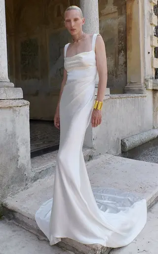 The Own Studio Pearl Embroidered Silk Gown - Ivory | Editorialist