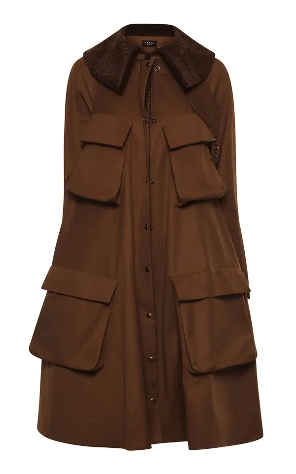 A.W.A.K.E. Mode Pocket-detailed Flared Trench Coat - Brown