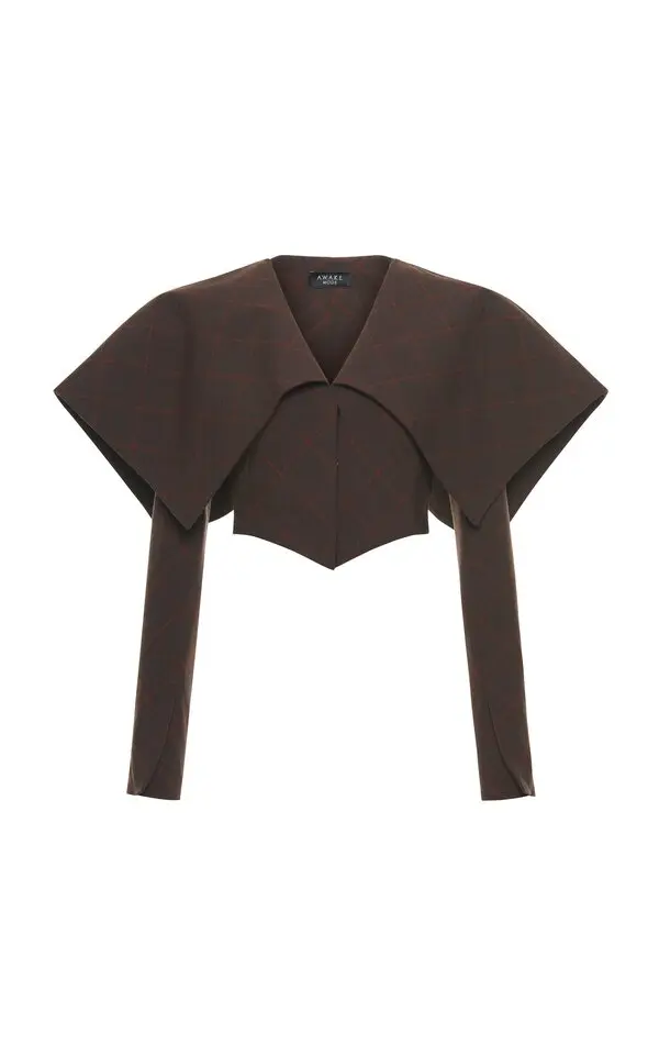 A.W.A.K.E. Mode Collared Cropped Blazer - Brown