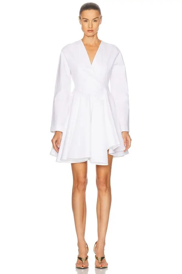 Alaïa Asymmetrical Pleated Hem Belt Dress - Blanc