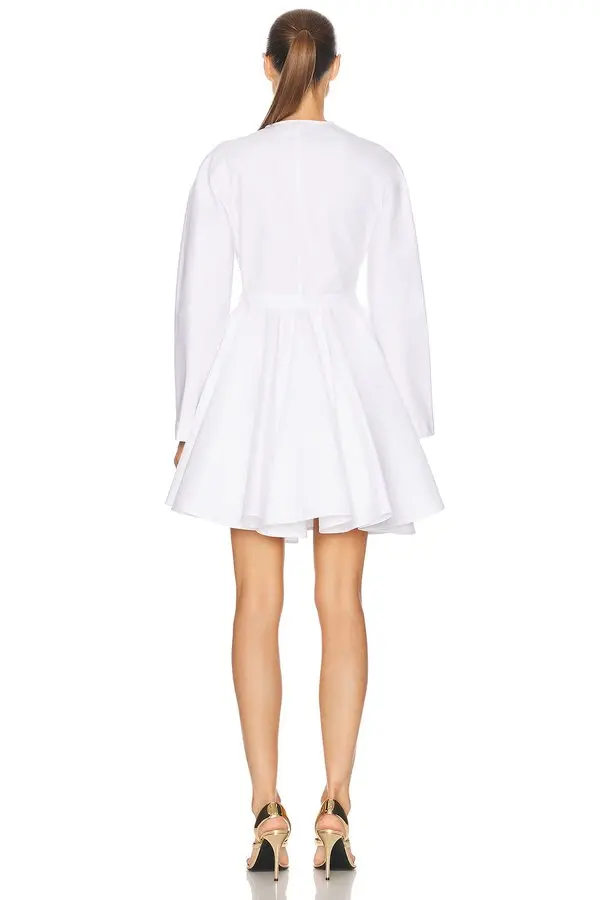 Alaïa Asymmetrical Pleated Hem Belt Dress - Blanc